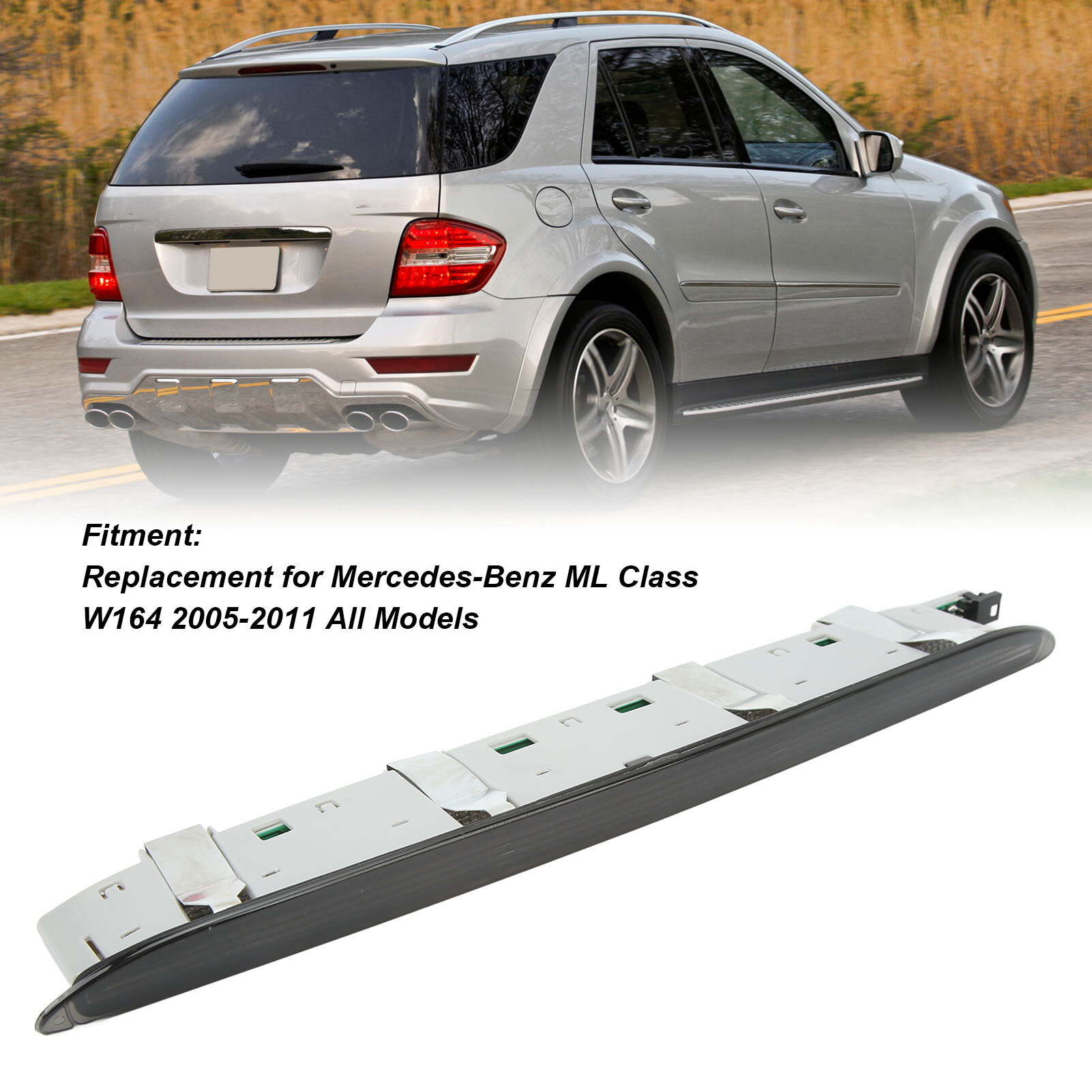 Третий стоп-сигнал 1648201056 Замена третьего верхнего стоп-сигнала для Mercedes-Benz ML Class W164 2005-2011, все модели, черный