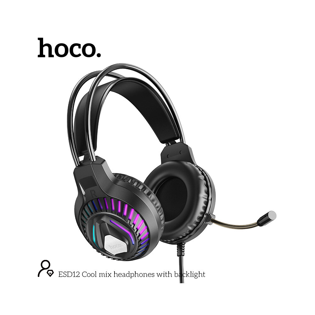 Hoco Проводные игровые наушники Hoco ESD12 Cool mix headphones черные