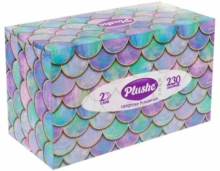 Бумажные салфетки в коробке Plushe/Pushi 230 салфеток, 2 слоя