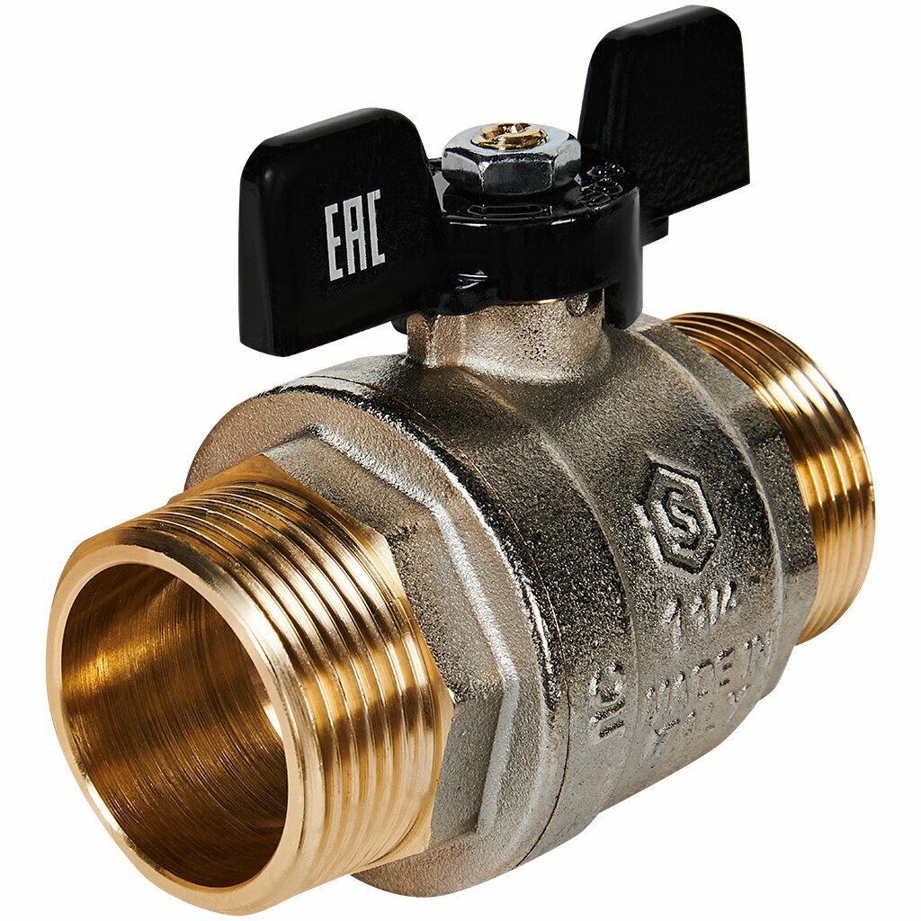 Кран шаровой 1" 1/4 полнопроходной, НР-НР, ручка бабочка, STOUT (SVB-0006-200032)