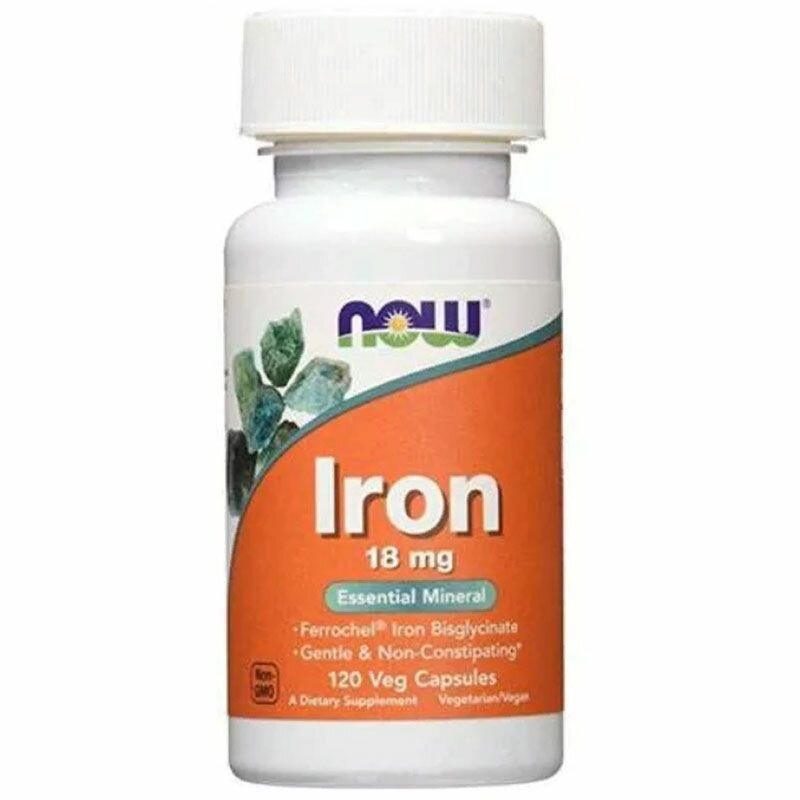 Витамины и минералы NOW Iron Ferrochel(R) 18 мг. (120 капс.)