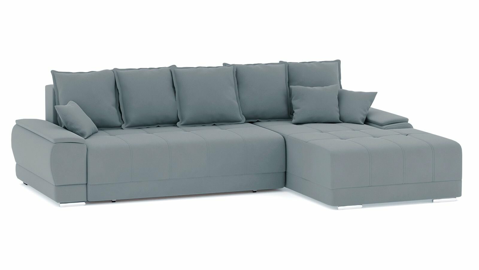 Угловой диван раскладной Nordviks еврокнижка, велюр Зара Маус 12, правый угол