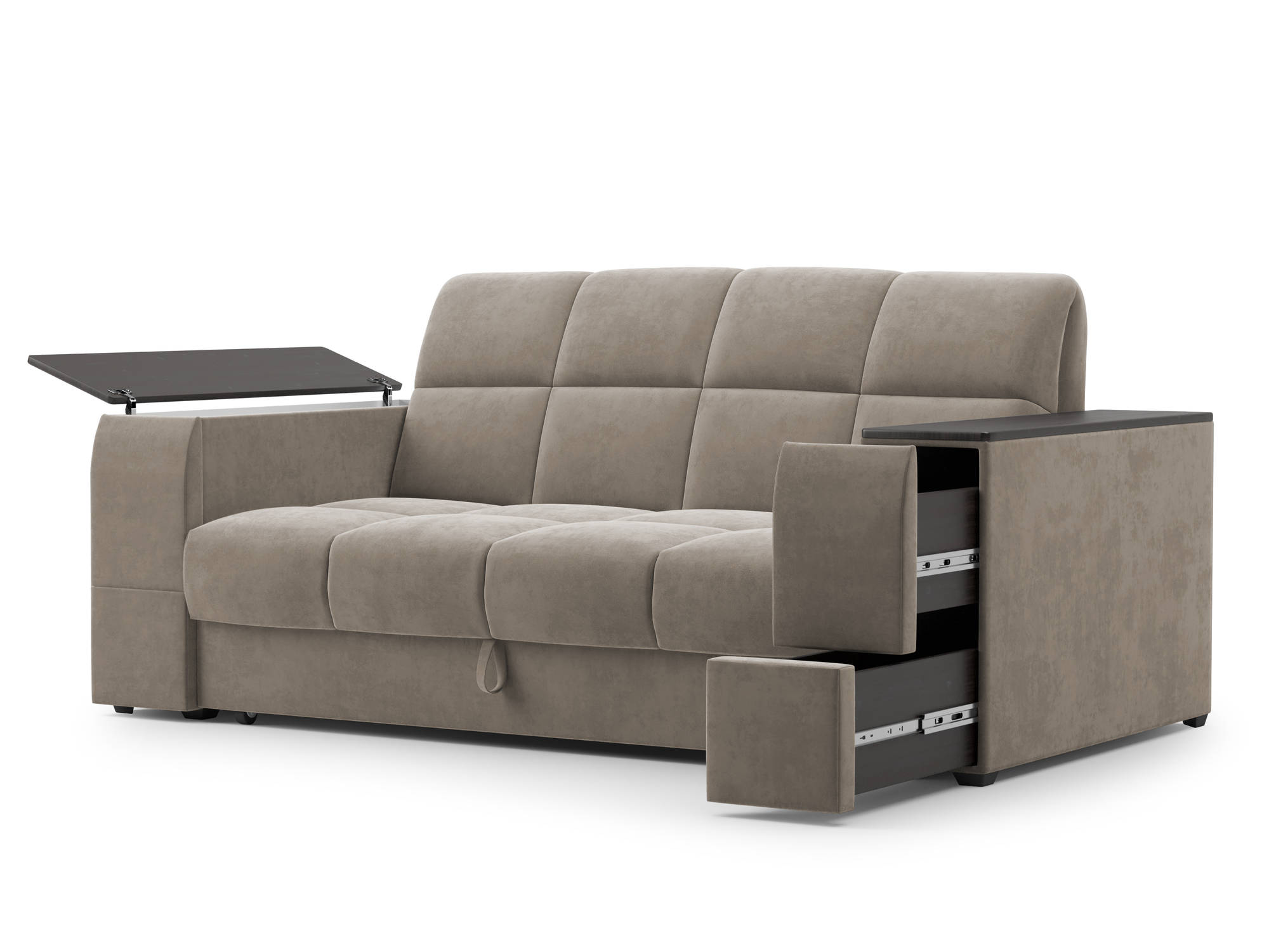 Диван-кровать Флай, аккордеон, с ортопедическим основанием, подлокотники короб+ящики, 140*200, съемный чехол, велюр.