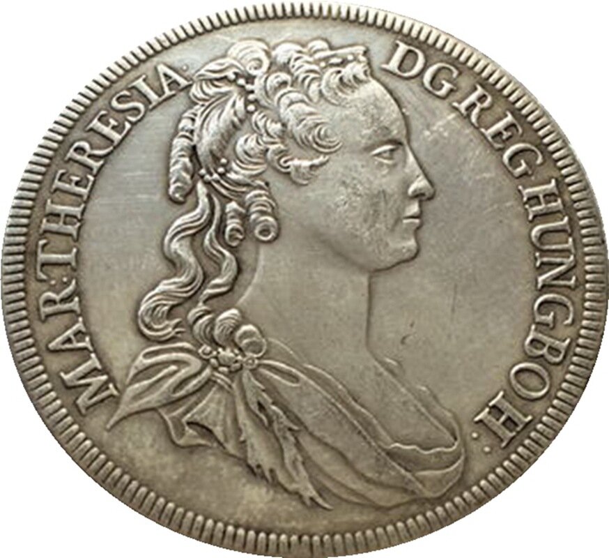 Памятная монета Марии Терезии 1742 года, коллекционная медная посеребренная монета в античном стиле с классическим портретом и исторической надписью, винтажная реплика монеты для нумизматической коллекции «Европейское наследие»