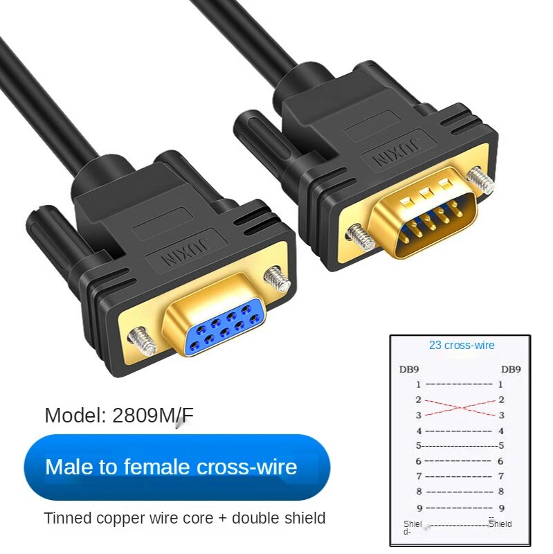 Juxin кабель RS232 DB9 2m 6.6ft, Cross male to female