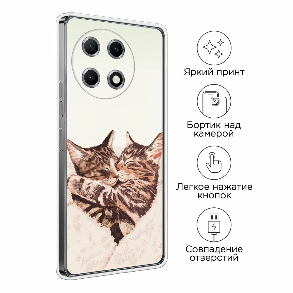 Чехол на Tecno Camon 30S / Текно Камон 30S с принтом "Влюбленные котейки - 14 февраля" — фото 1