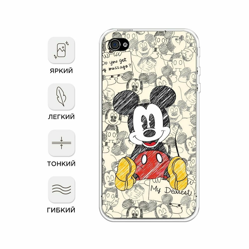 Чехол на Apple iPhone 4/4S / Айфон 4/4S с принтом "Микки Маус" — фото 1