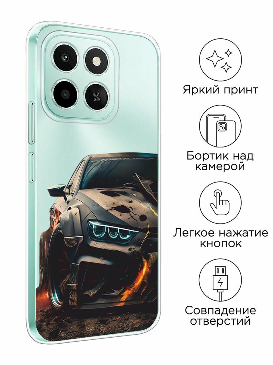 Чехол на Honor X6c / Хонор X6c с принтом "На износ", прозрачный — фото 1