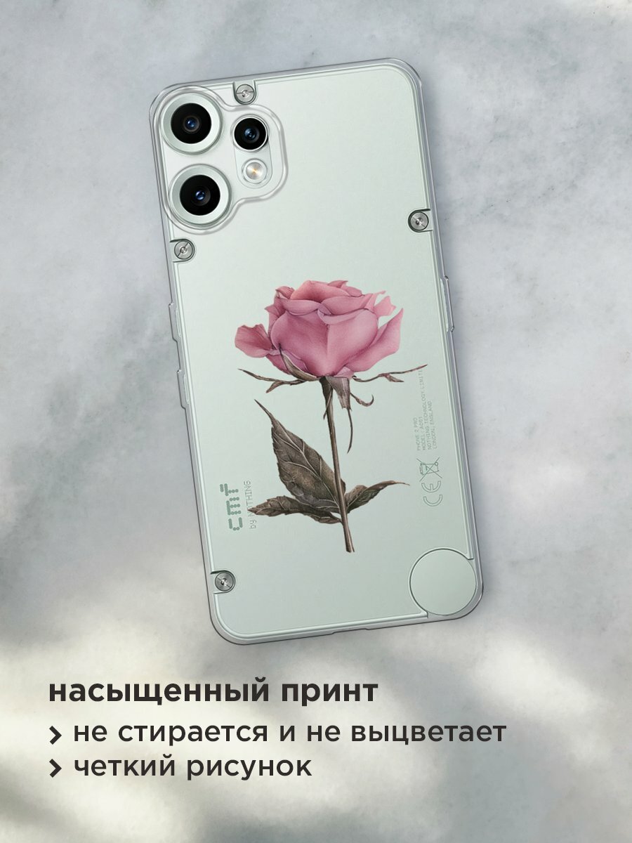 Чехол на CMF Phone 2 Pro / CMF Фон 2 Про с принтом "Меланхоличная роза", прозрачный — фото 1