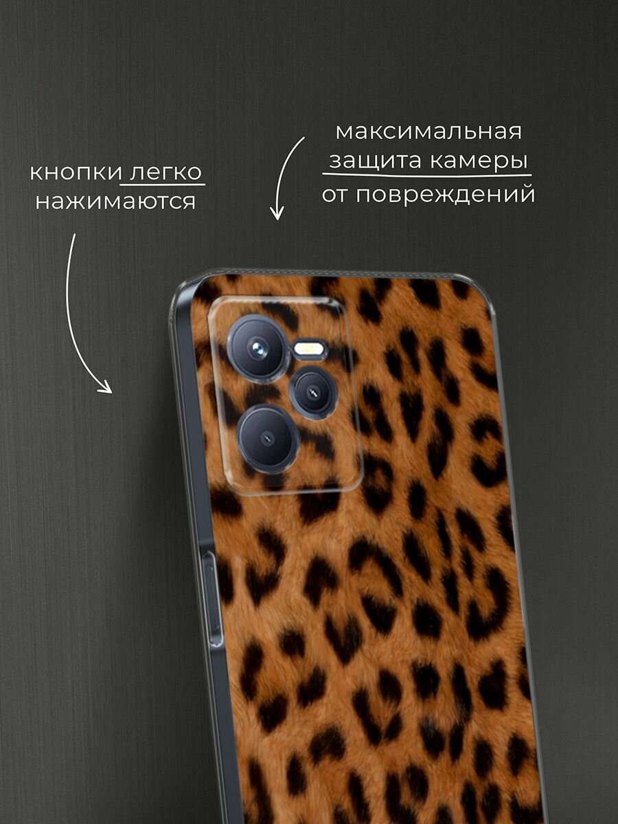 Силиконовый чехол на Realme C35 / Реалми C35 с принтом "Мех леопарда" — фото 1