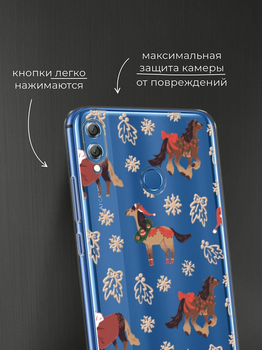 Чехол на Honor 8X / Хонор 8Х с принтом "Новогодние лошадки 2" — фото 1