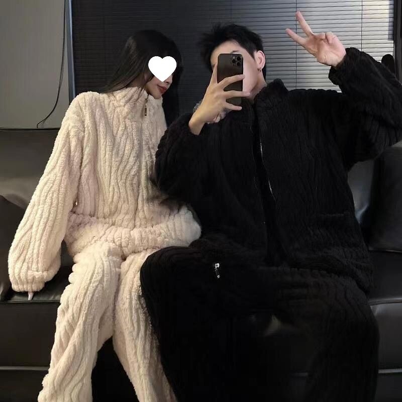 Женская осенне-зимняя пижама из кораллового флиса, плотная, теплая, в корейском стиле, с завязками на завязках, с милым рисунком, фланелевый домашний костюм для женщин, weight,60-65kg