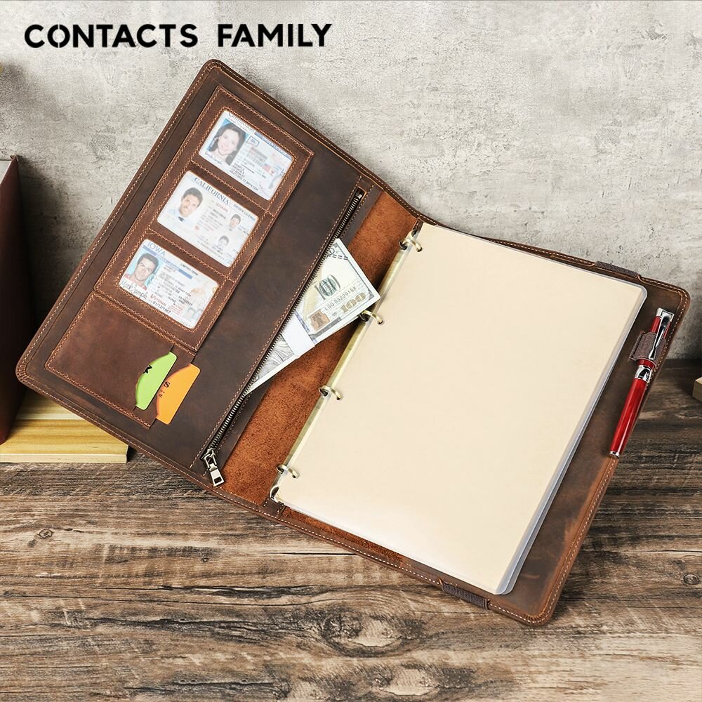 Кожаный ежедневник на кольцах а4 формата/Тетрадь из натуральной кожи со сменными блоками