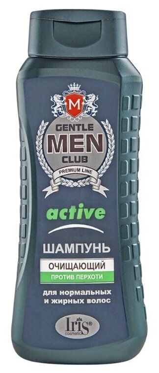 Iris "Gentlemen club" Шампунь "ACTIVE очищающий" для нормальных и жирных волос от перхоти 400 мл. (Iris)