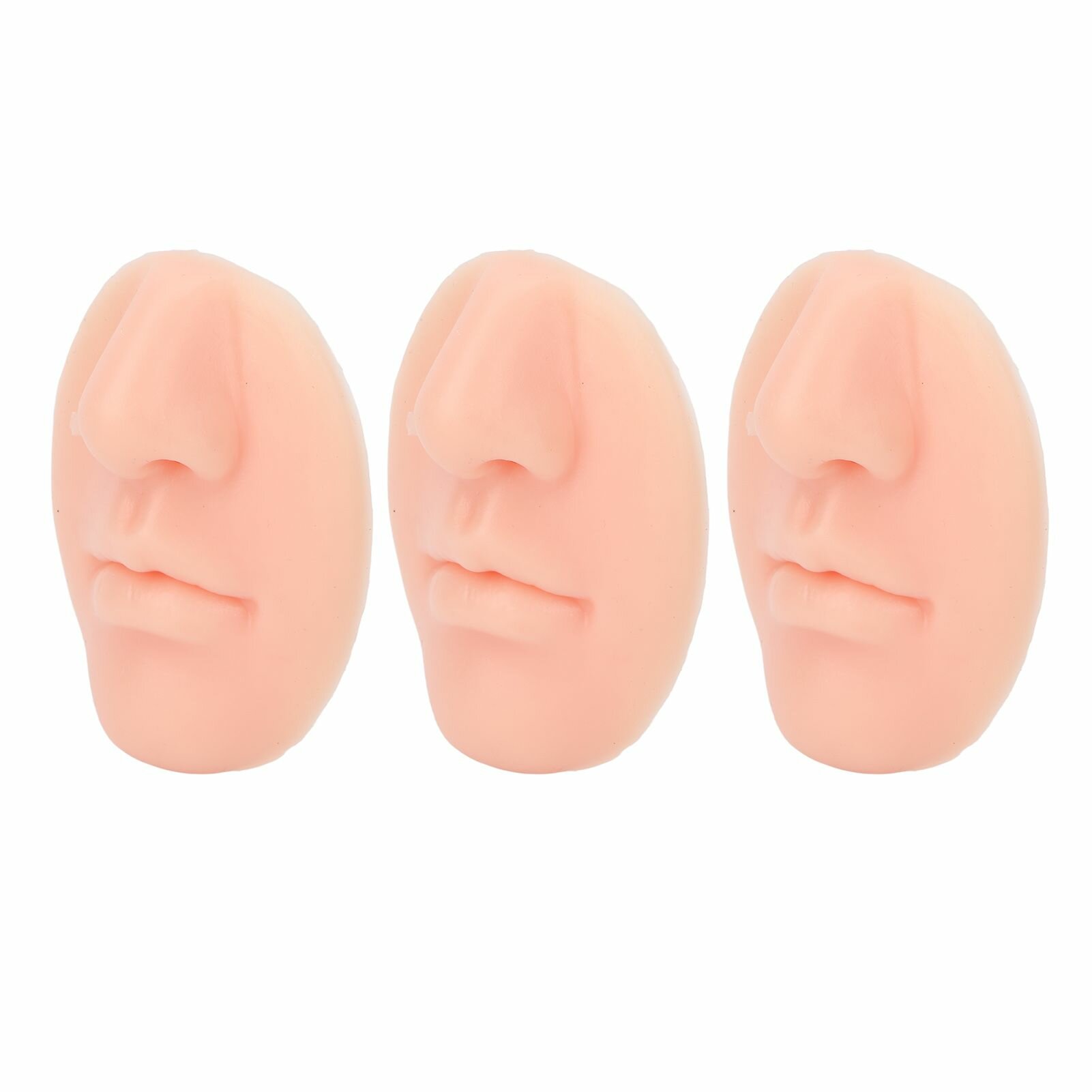 3 шт. Силиконовая модель носа с ртом, мягкая и эластичная, для тренировок по пирсингу, 9.3 x 6.8 x 2.5 см