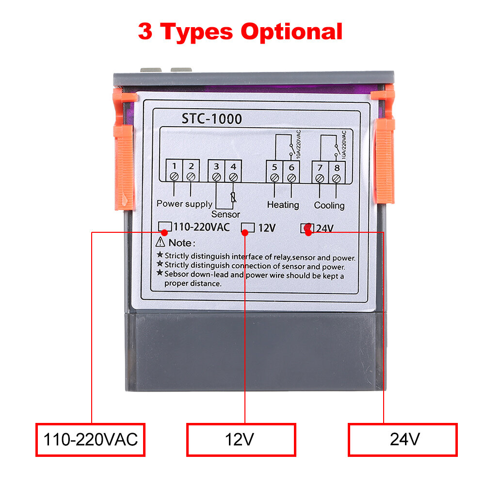 Цифровой регулятор температуры STC-1000, термостат с датчиком температуры и температурой нагрева и охлаждения