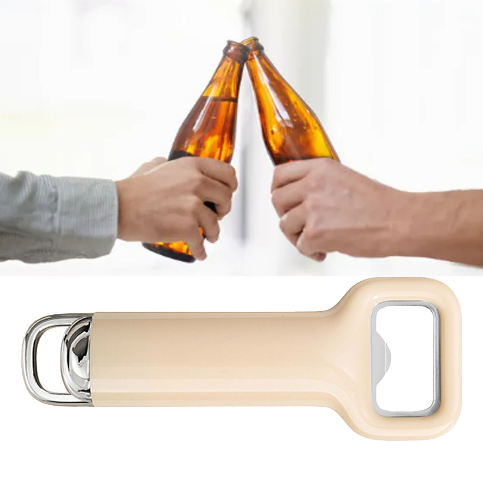 Сверхмощная плоская открывалка для бутылок из нержавеющей стали, портативная подвесная открывалка для пива для бармена, кухня, бар, ресторан, бежевый