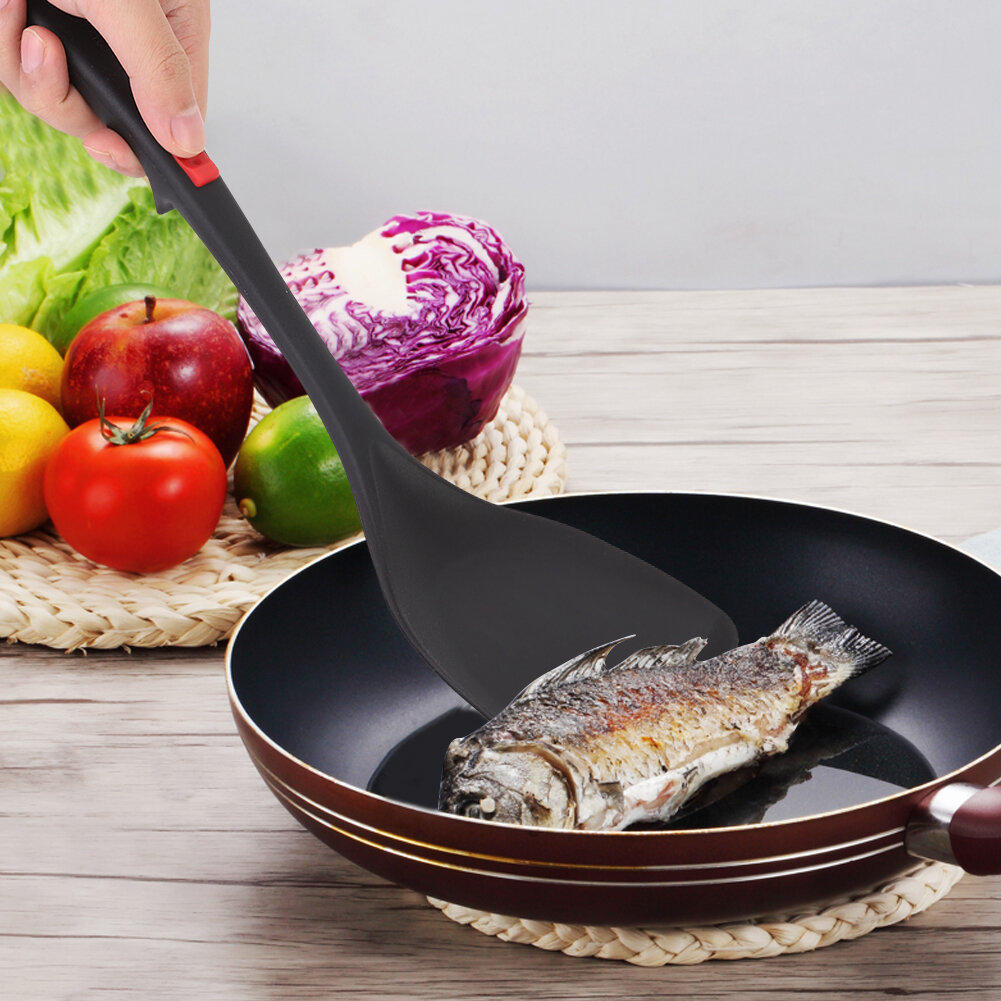 Силиконовая лопатка, термостойкая кухонная утварь с длинной ручкой, нескользящий инструмент для приготовления пищи (лопатка)
