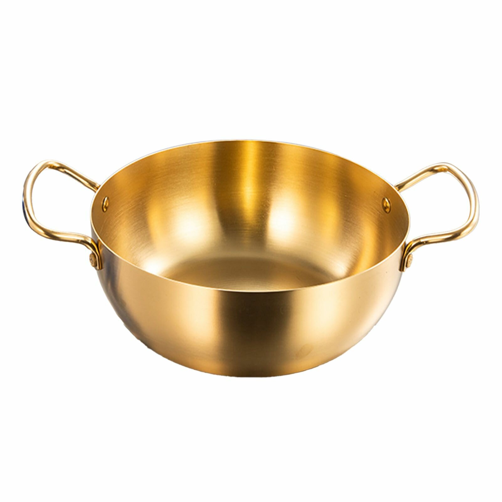 Корейская кастрюля для рамена алюминиевая, с двойной ручкой, золотая