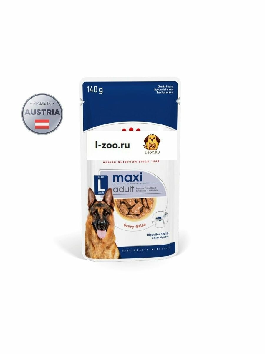 MAXI ADULT Корм консервированный полнорационный для взрослых собак крупных размеров в возрасте от 15 месяцев. 140гр х10шт