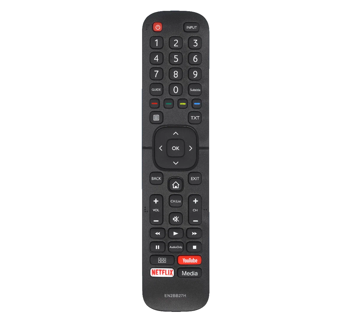 Пульт Huayu EN2BB27H, для телевизора, Hisense, DEXP, цвет чёрный, ИК-сигнал