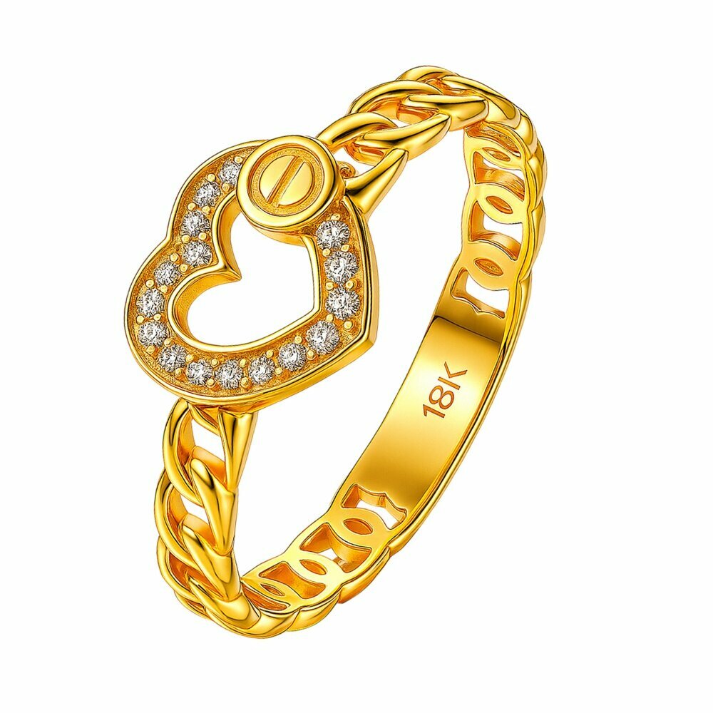 Кольцо, красное золото, 585 проба, родирование, фианит