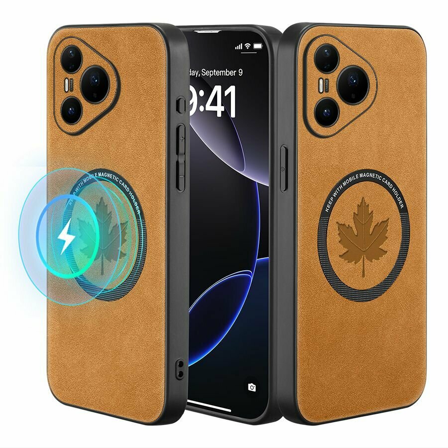 Рисунок кленового листа MagSafe чехол для Huawei Pura80 Ultra( Хуавей П80 ультра) Нескользящий и удобный