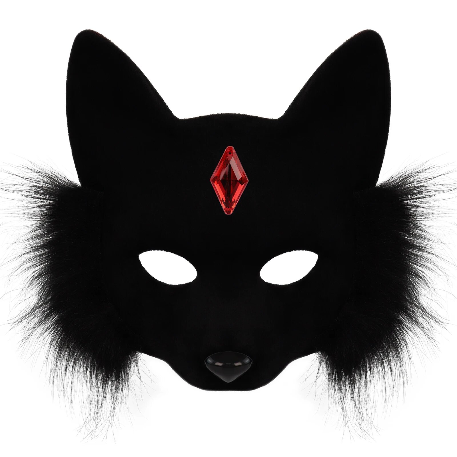 Маски лисы и кошки из искусственного меха Черный, Black