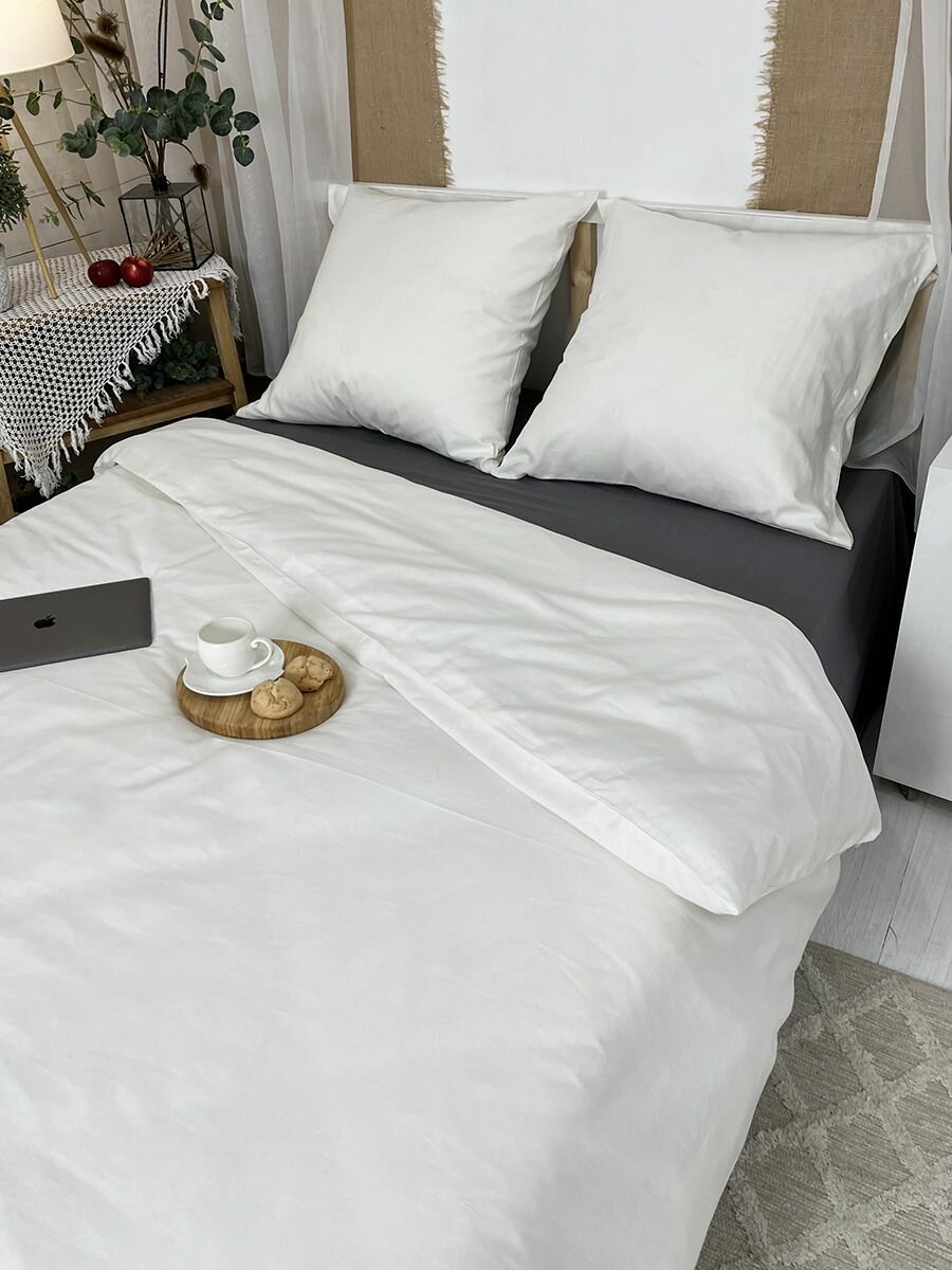 Пододеяльник 200*220 полульняной, белый