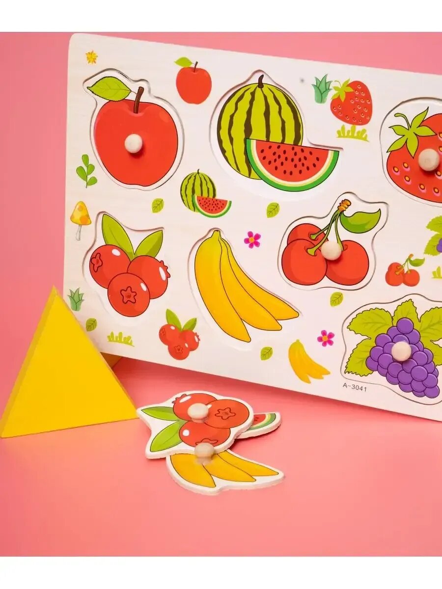 Сортер для малышей деревянный Фрукты развивающий