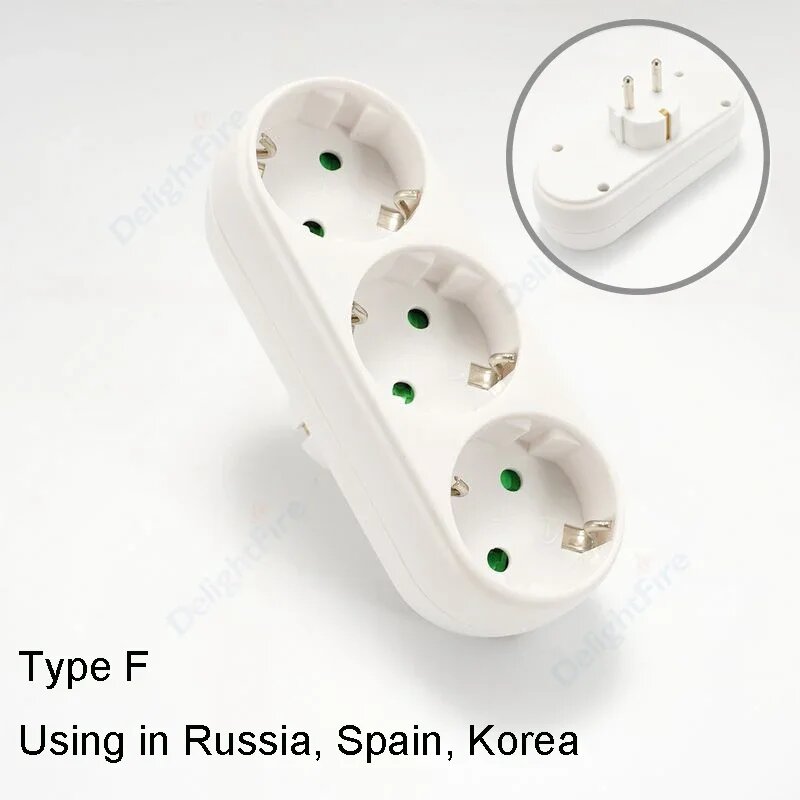 Многоконтактный адаптер DelightFire Type F 1 To 3 Socket 4.8mm