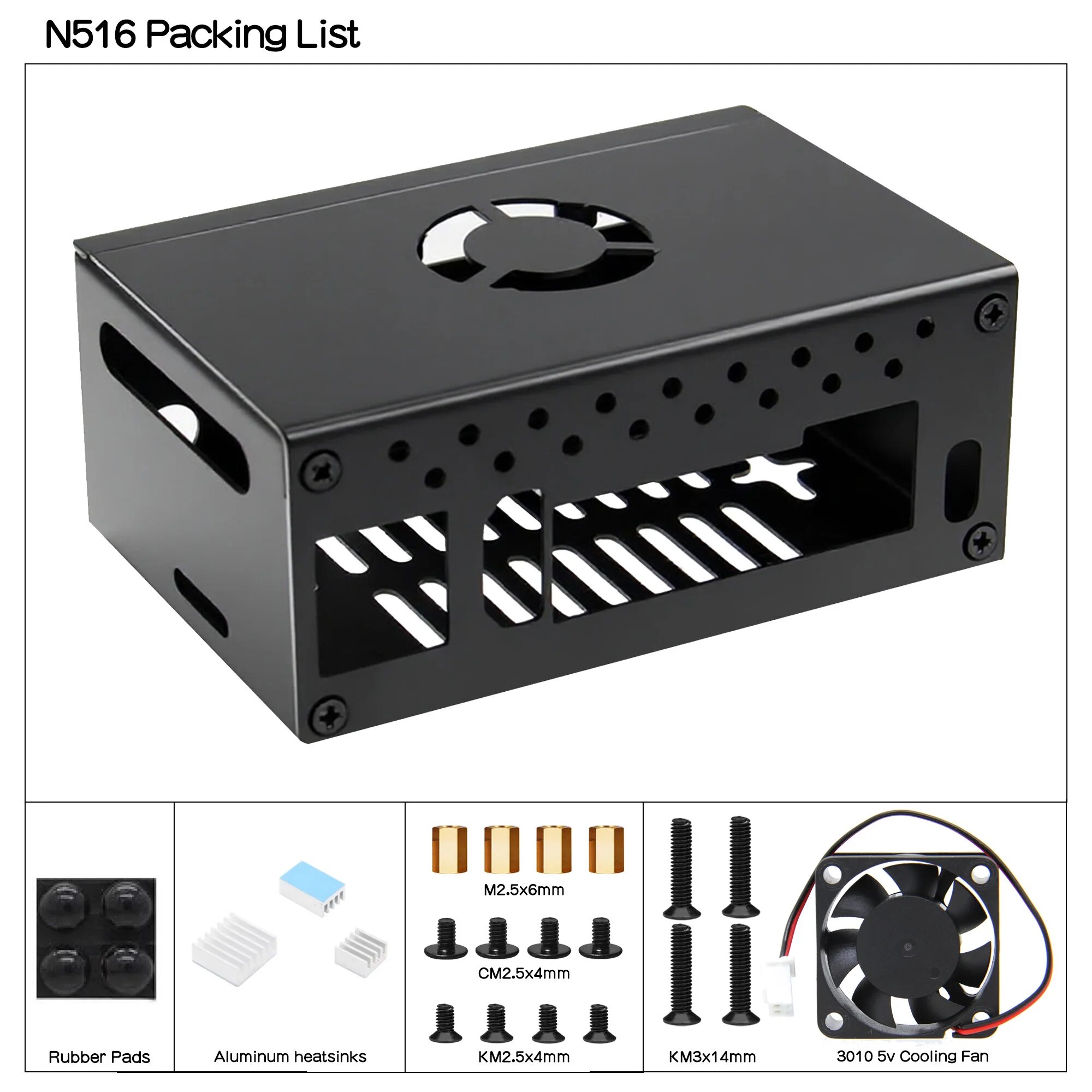 Geekbord металлический корпус для Orange Pi RV2 с вентилятором N516 Case