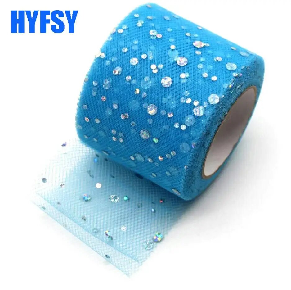 Синяя тюлевая лента с блестками HYFSY 25 ярдов