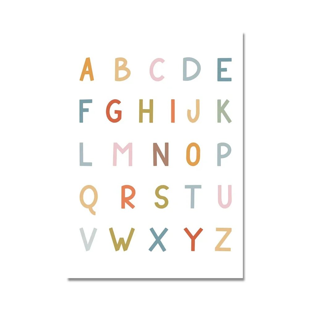 Плакат Для Изучения Английского Языка, Цифры Алфавита, Красочные Формы, Настенные Художественные Принты На Холсте Для Детей