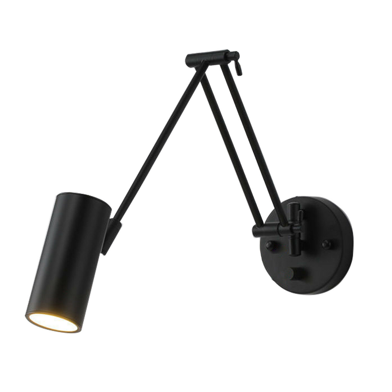 Стеновая лампа, лампа для спальни, тельscopic rocker arm, sconce для чтения, свет для кабинета, длинный поворотный складывающийся, внутреннее освещение, регулировка яркости кнопкой, черный, золотой, железо, ABS+металл, энергосберегающий LED, 1 источник