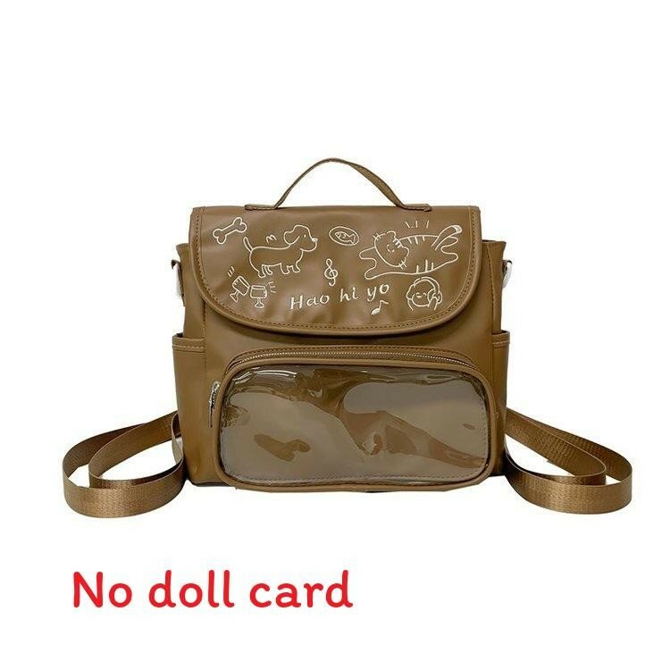 Backpack creative doodle style with pu construction and versatile use for everyday activities brown