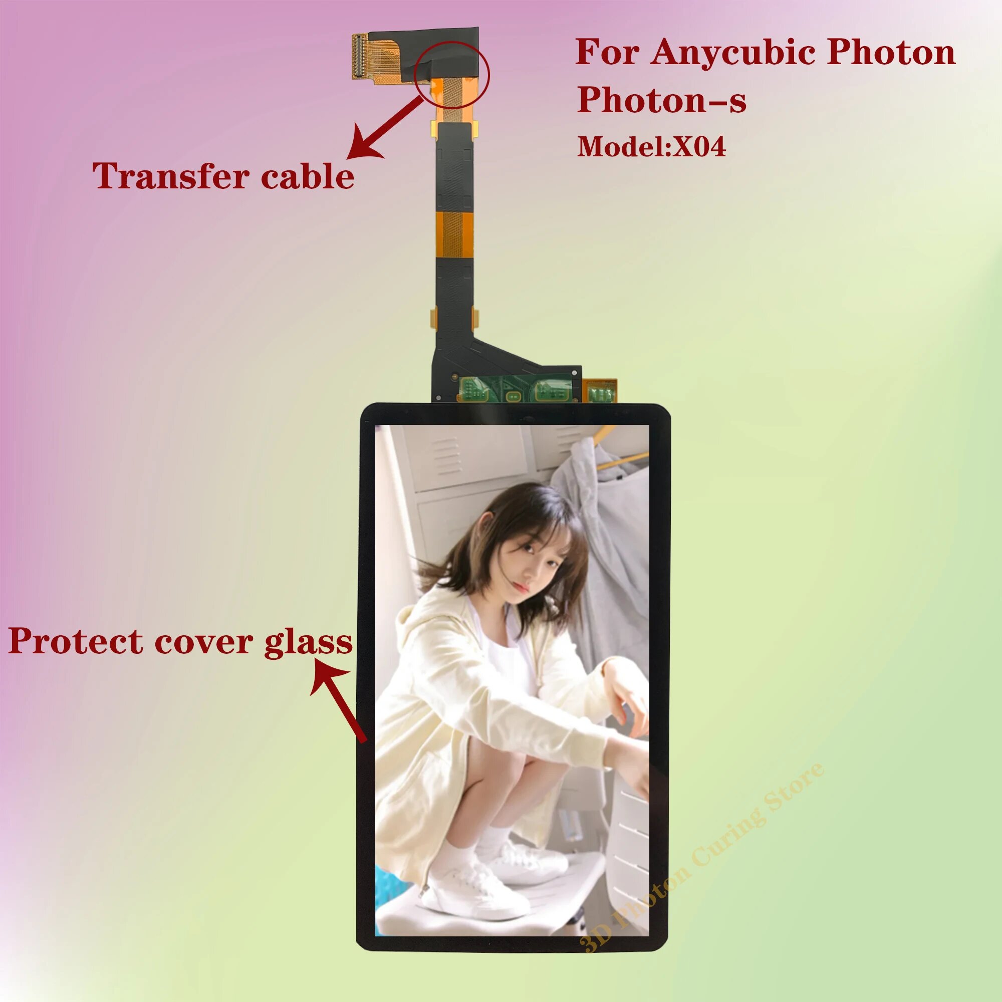 Anycubic photon-S/photon 5,5-дюймовый ЖК-экран sharp LS055R1SX04 2k RGB LCD для фотонного 3D-принтера со стеклянной крышкой, прямого использования