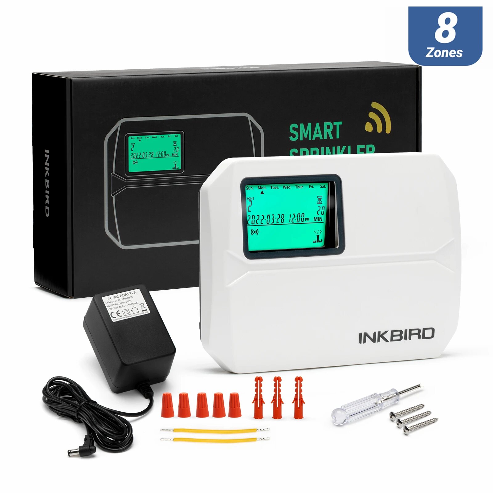 INKBIRD Контроллер полива WiFi 8 зон, ICC-800-WIFI