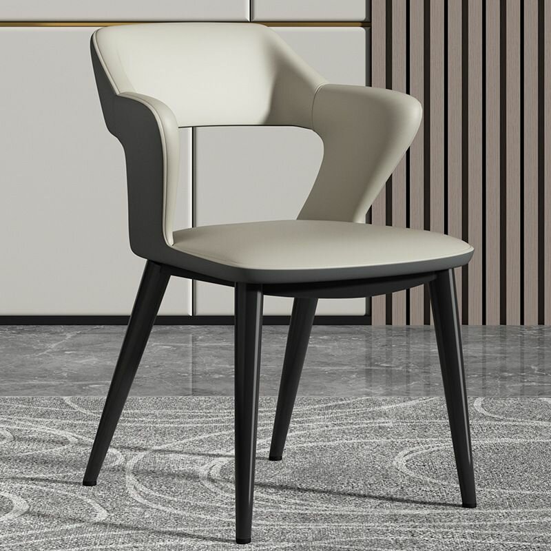 Обеденный стул итальянского стиля, современный стул со спинкой и подлокотниками, кожаное сиденье на металлическом каркасе для кухни и столовой
