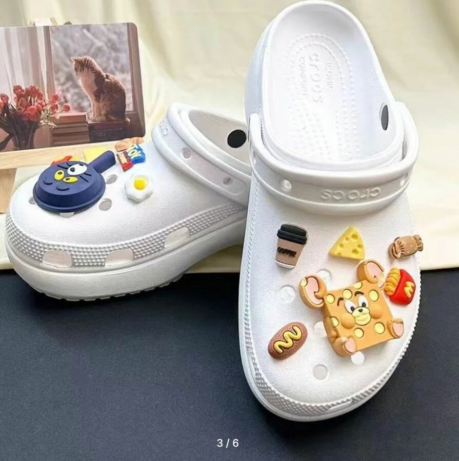 Набор джиббитсов для Crocs "Том и Джерри" , набор украшений клипсы для кроксов, 12 шт