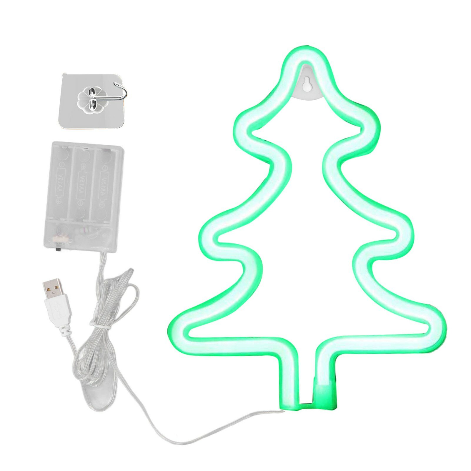 Christmas Neon Sign Tree Shape Light USB Decorative Night for Desk Wall Display