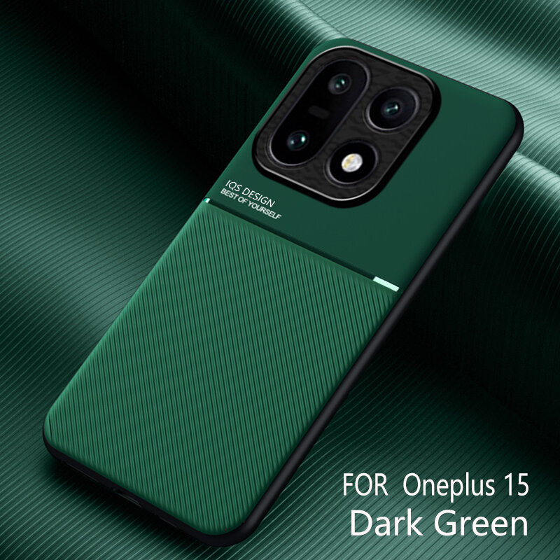 Чехол для OnePlus 15/Оне Плас 15, soft touch, накладка, искусственная кожа, поликарбонат (PC), защита камеры, ударопрочный, усиленные углы, OnePlus, OnePlus 15, green,
