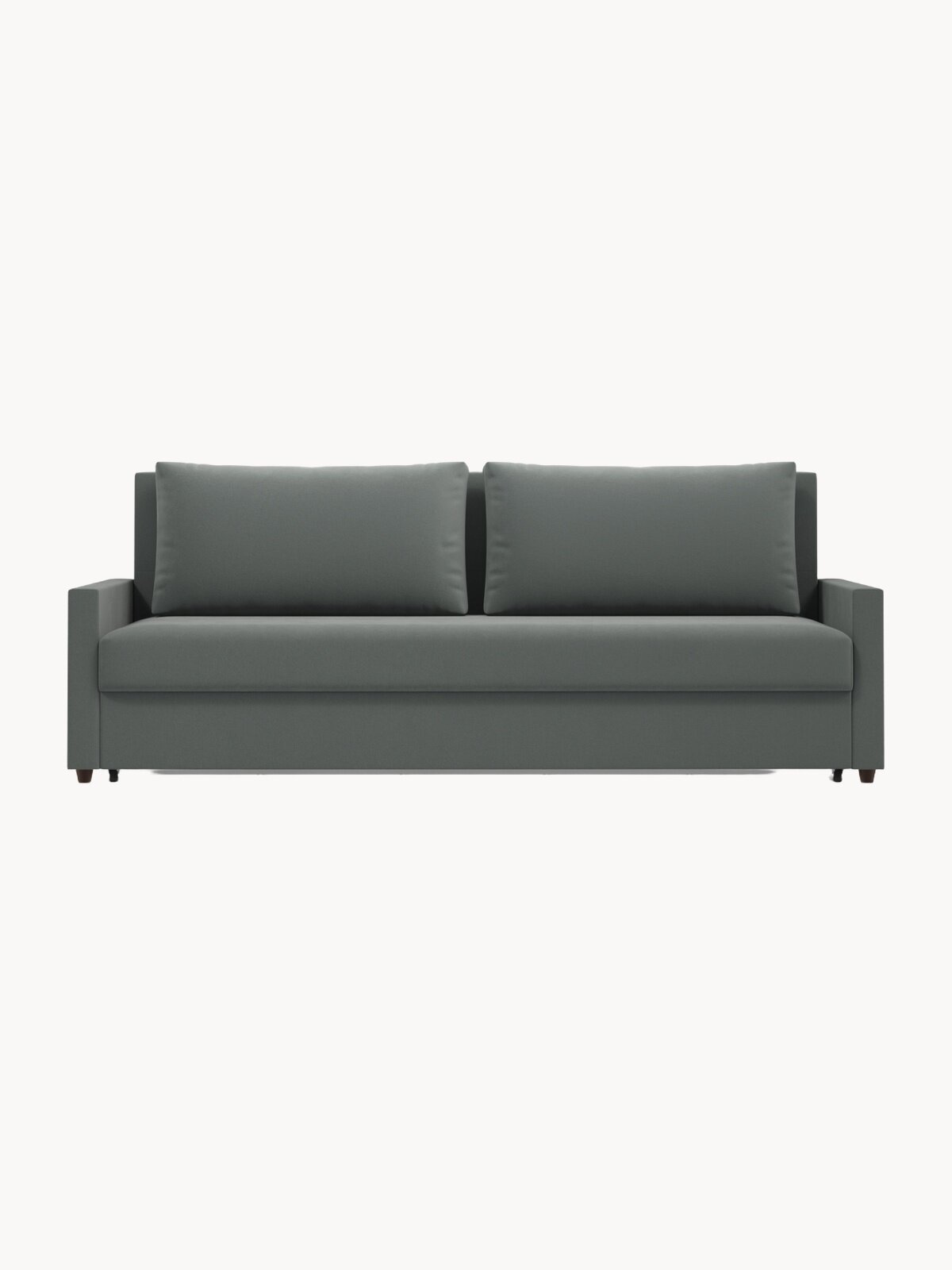 Диван-кровать прямой, раскладной, еврокнижка MOON FAMILY 133, серый велюр, независимый пружинный блок, 218х101х88 см