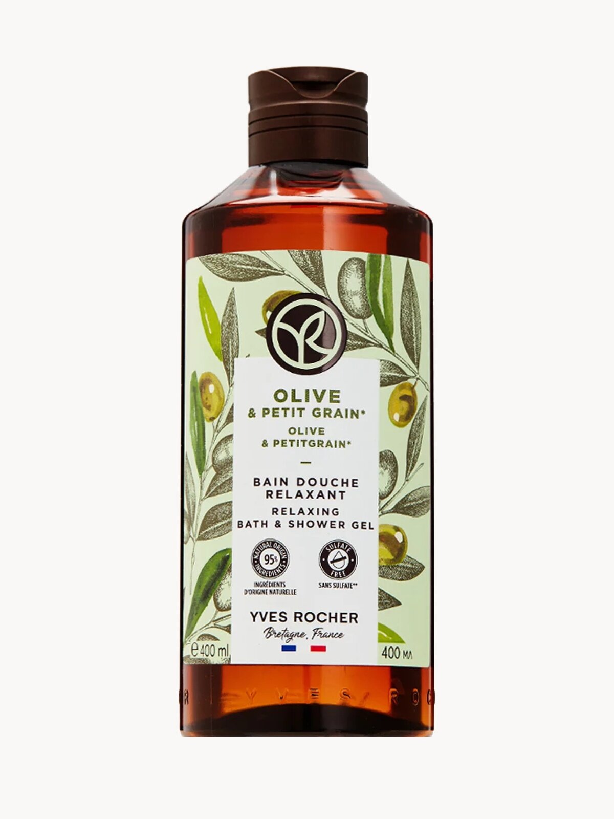 Гель для душа Yves Rocher "Олива и Петигрен", 400 мл без сульфатов, для всех типов кожи