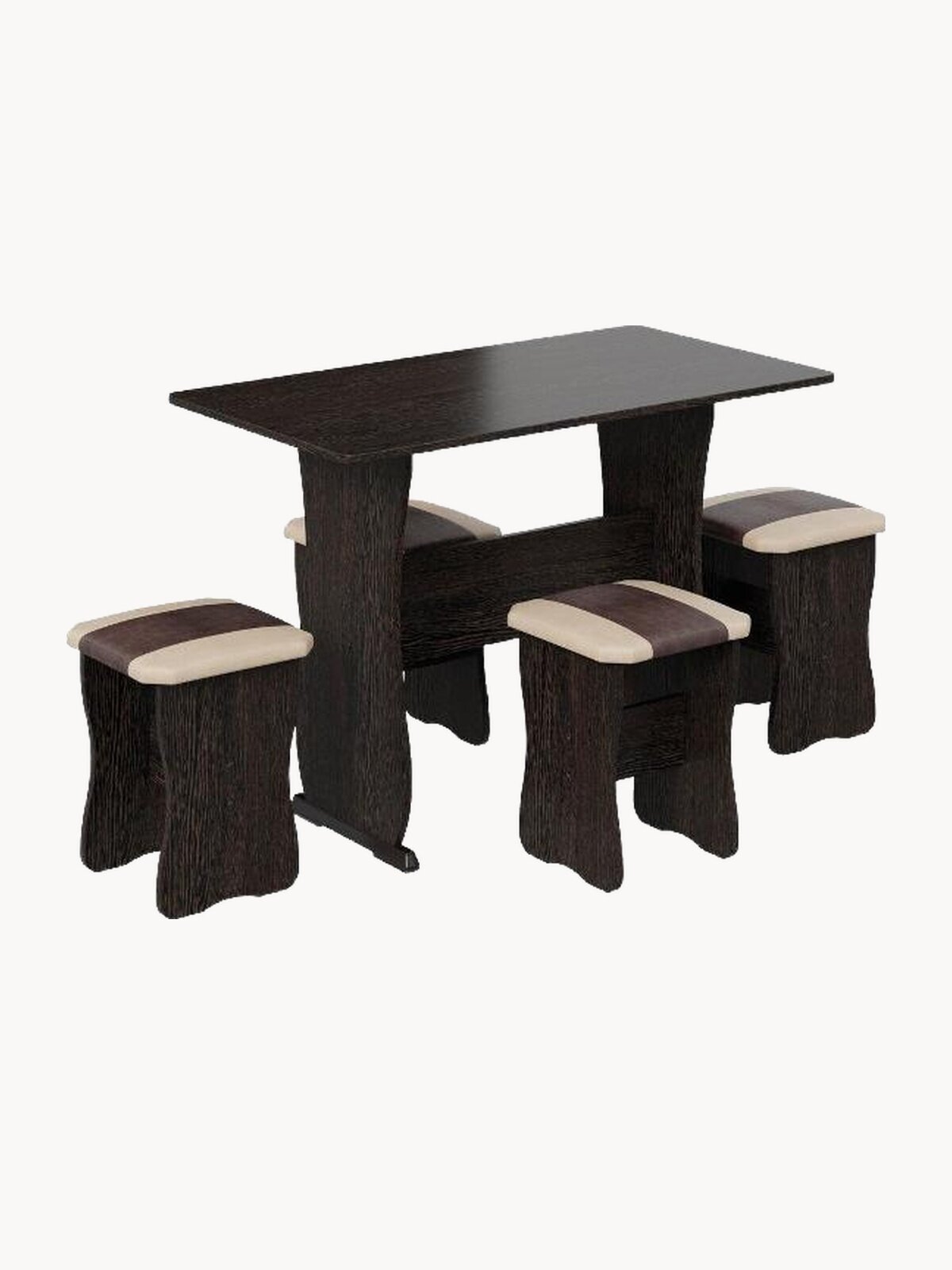 Обеденная группа со столом и табуретками, кухонный набор стол и 4 табурета, коричневый бежевый, Тип 1