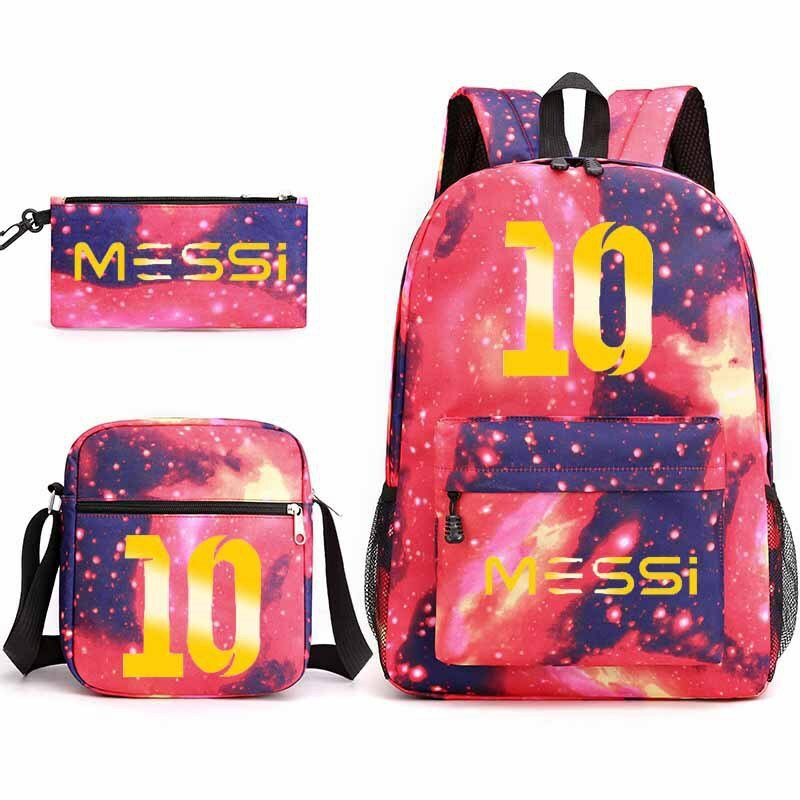 Lionel Messi Leo Messi школьная сумка с периферийным принтом, пенал из трех предметов, сумка через плечо, рюкзак