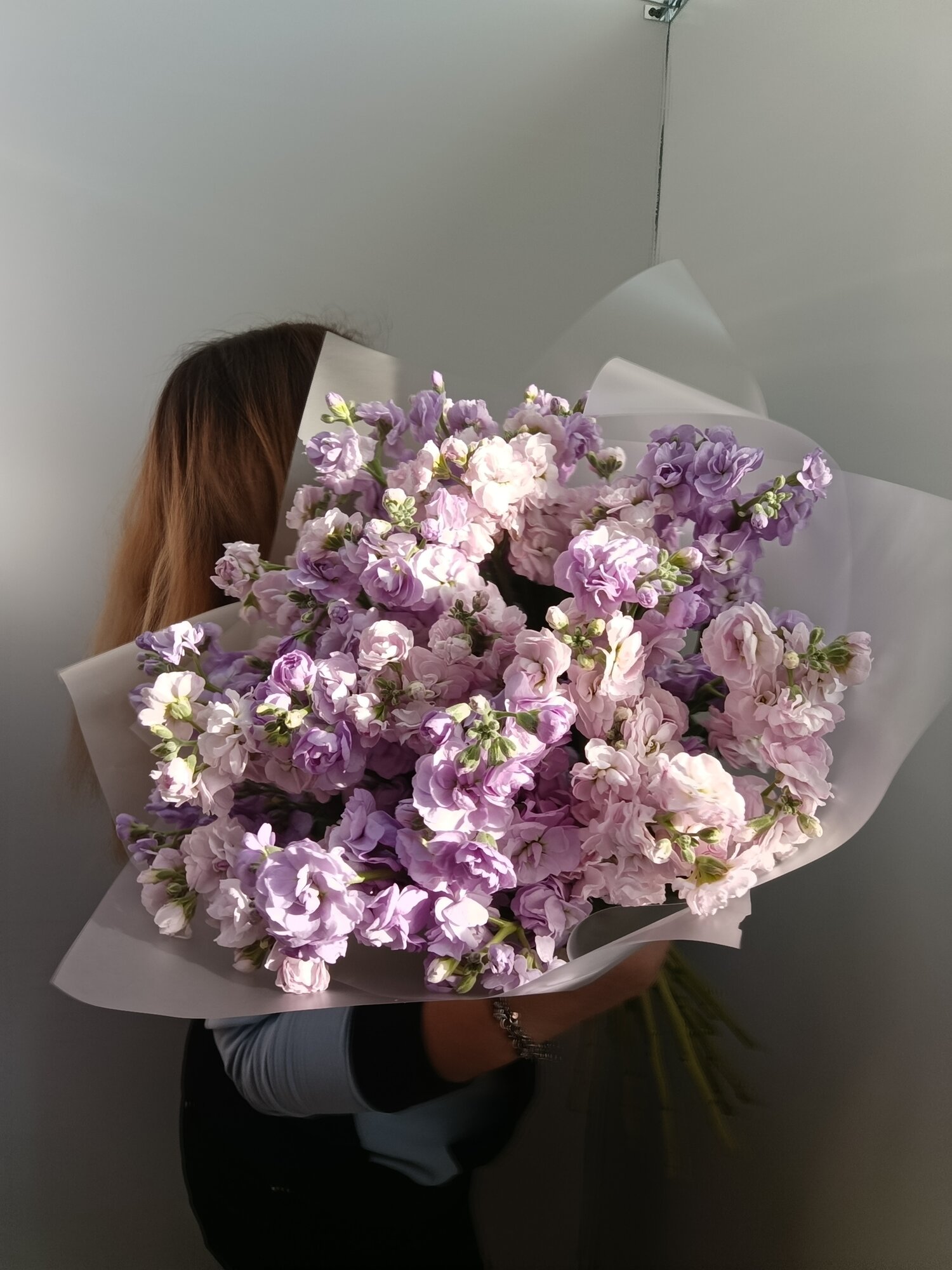 Монобукет "Маттиола", 15 веточек, 50 см, ароматный, в упаковке