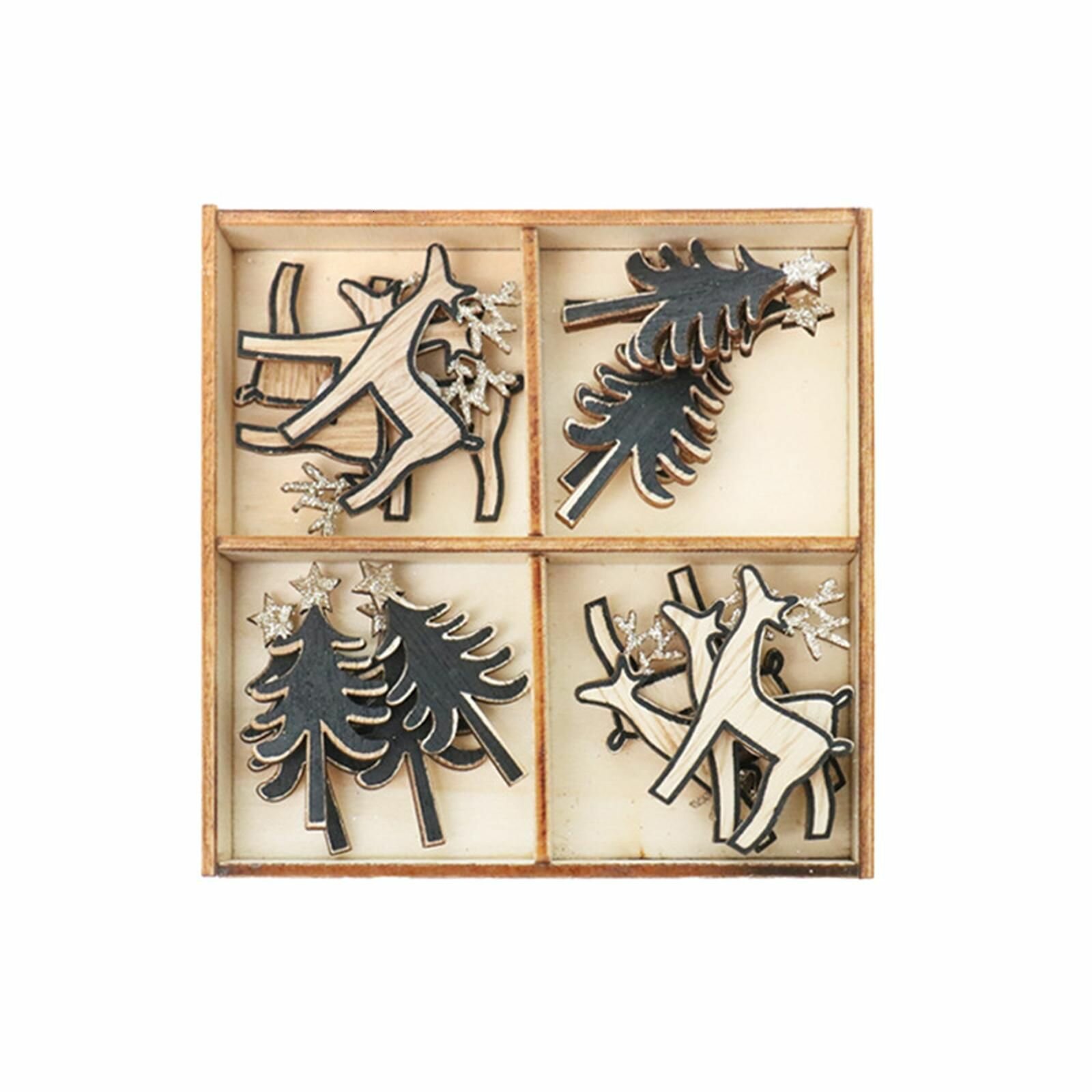 1 коробка рождественских украшений-наклейки на окна с изображением елки лося