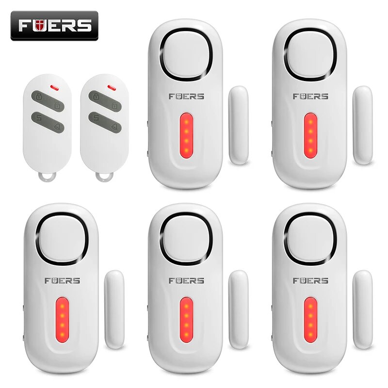 Датчик сигнализации для ворот/окон Fuers 120db беспроводной сигнализации от вторжений с датчиком движения PIR, магнитным датчиком, системой умного дома и гаража с пультом дистанционного управления - набор 8