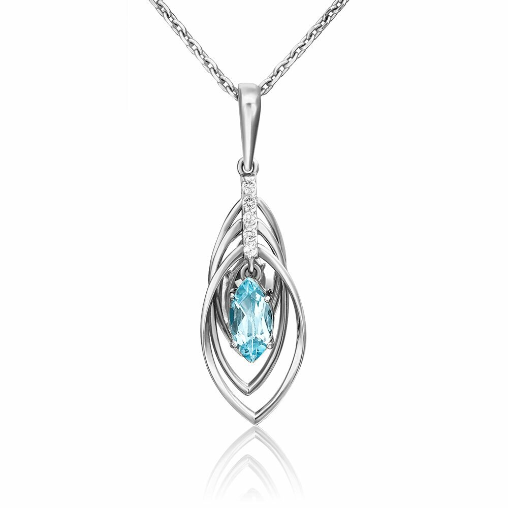 Подвеска, белое золото, 585 проба, родирование, топаз